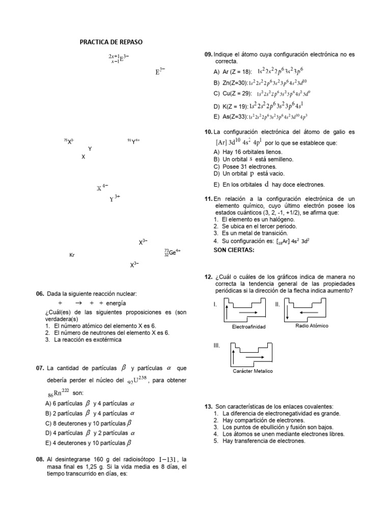 Quimicaup09 Practica Repaso | PDF | Redox | Enlace químico