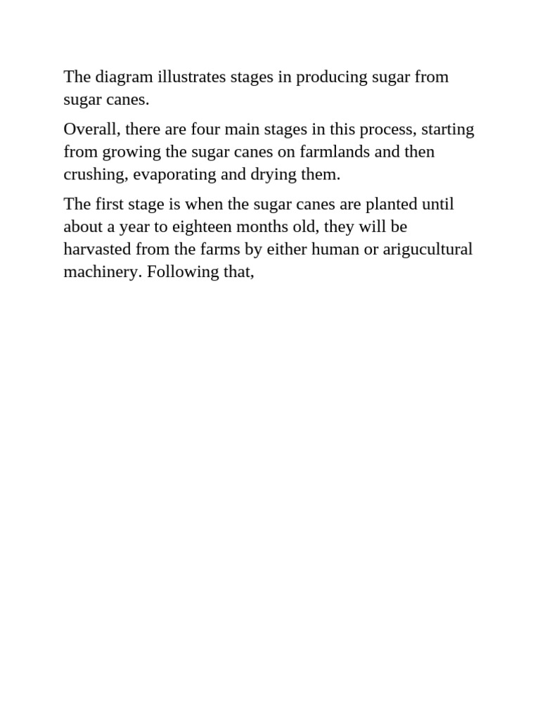 The Diagram Illustrates Stages in Producing Sugar From Sugar Canes | PDF