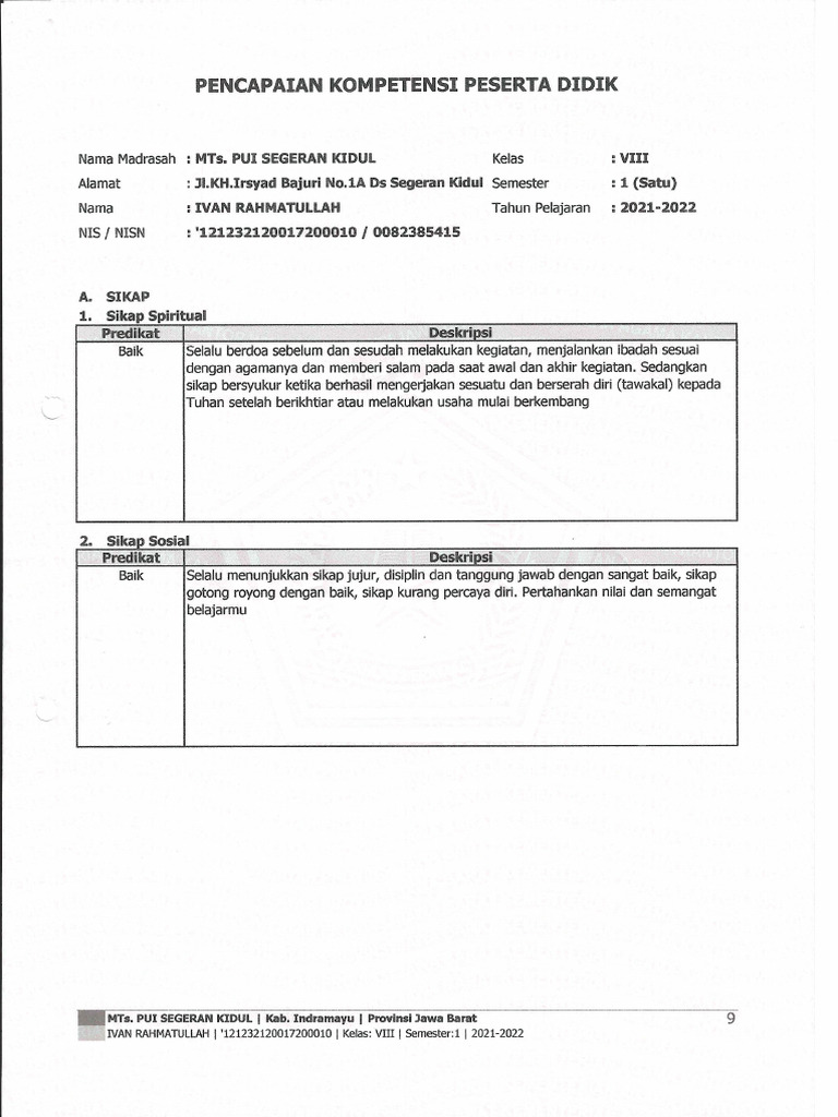 Rapot Vii & Viii | PDF