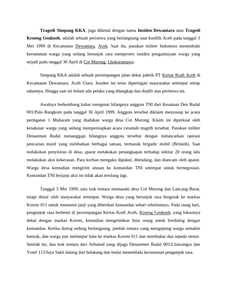 Tragedi Simpang KKA 1999 | PDF