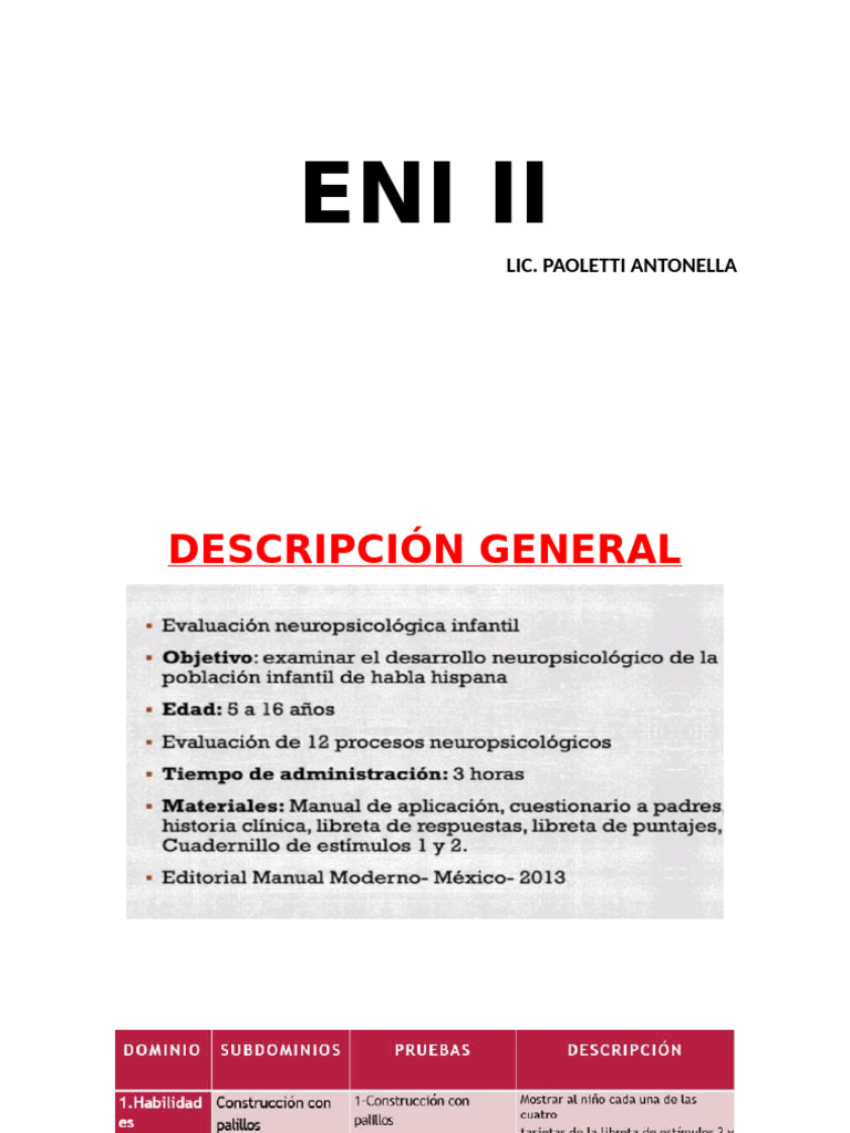 ENI II Tecnicas II 2024 | PDF | Memoria | Sicología