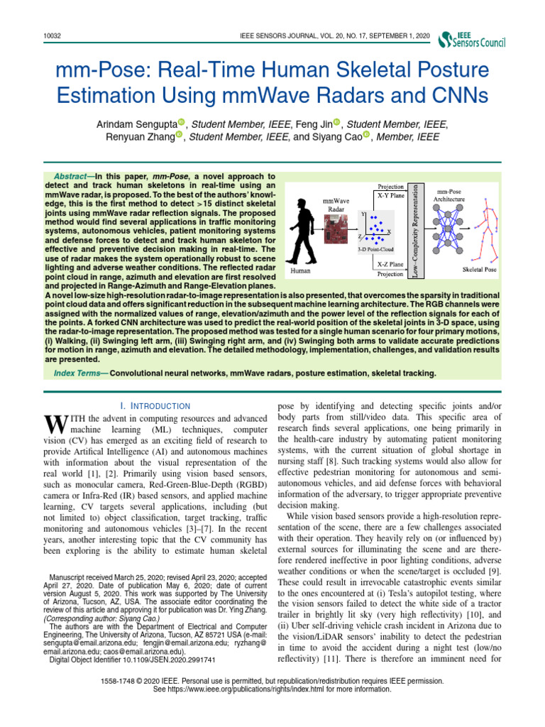 Mm-Pose Real-Time Human Skeletal Posture Estimation Using Mmwave Radars and CNNs | PDF ...
