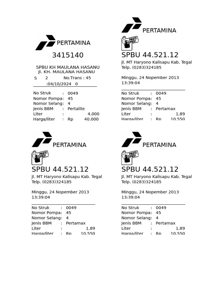 Struk Bensin Editan | PDF