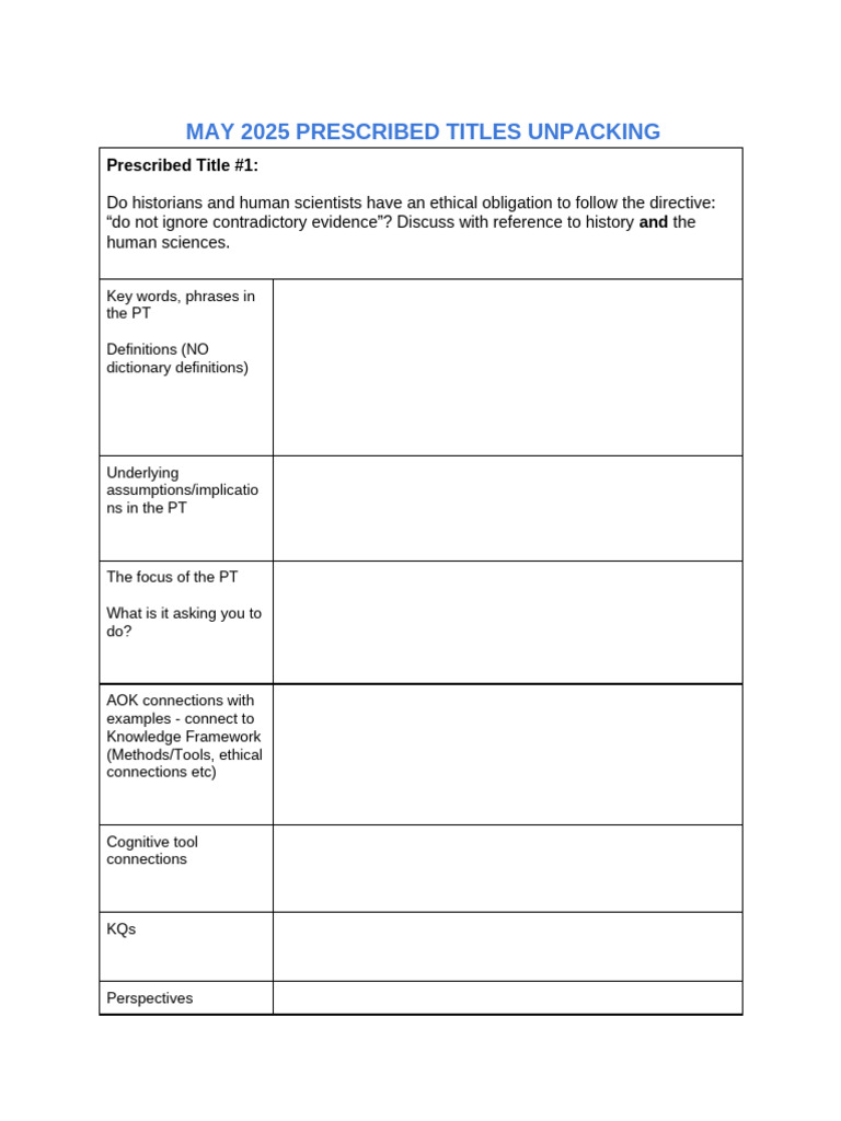 Template Tok Essay Scaffolding May 2025 | PDF | Knowledge | Mind