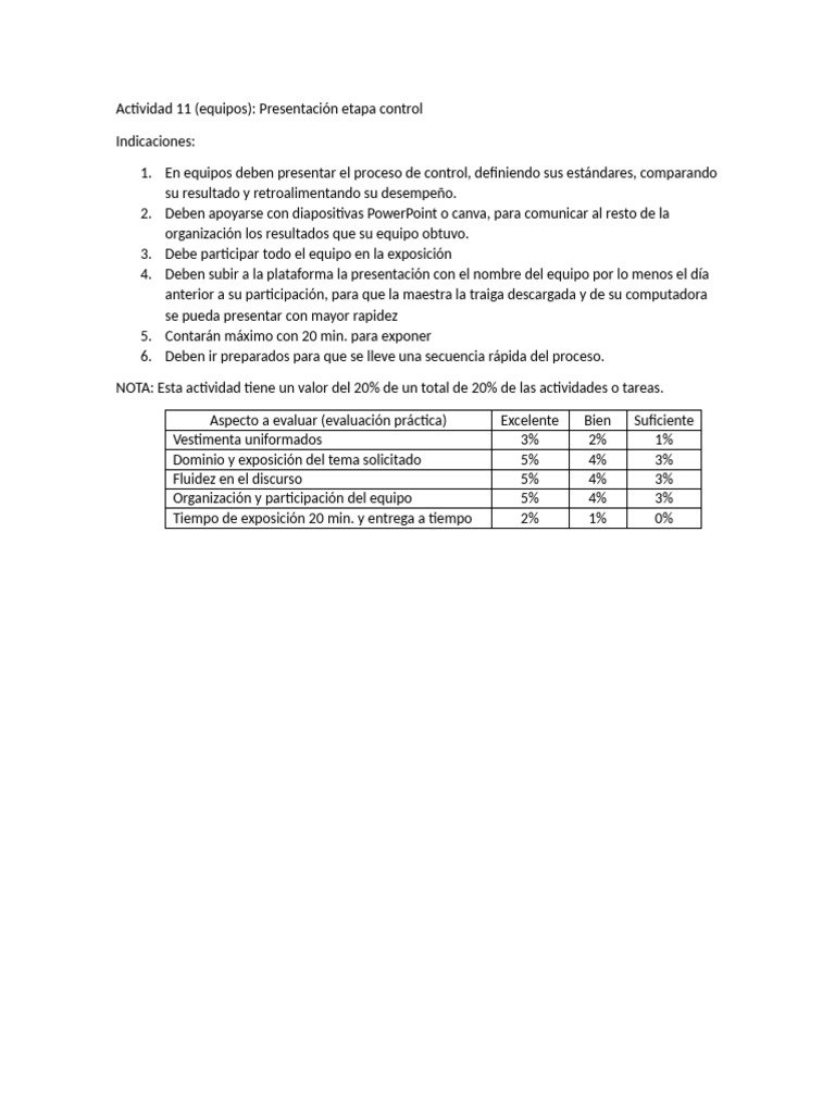 Actividad 11 Presentación Control | PDF