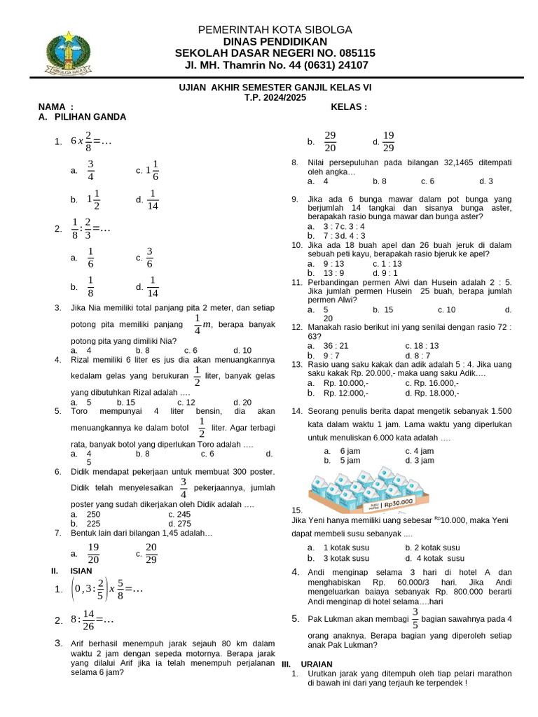 Soal Ujian Mid Semester Ganjil Kelas 6 2024 | PDF
