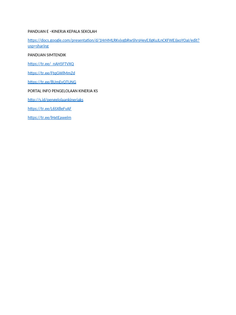 Panduan e Kinerka Ks Berupa Link | PDF
