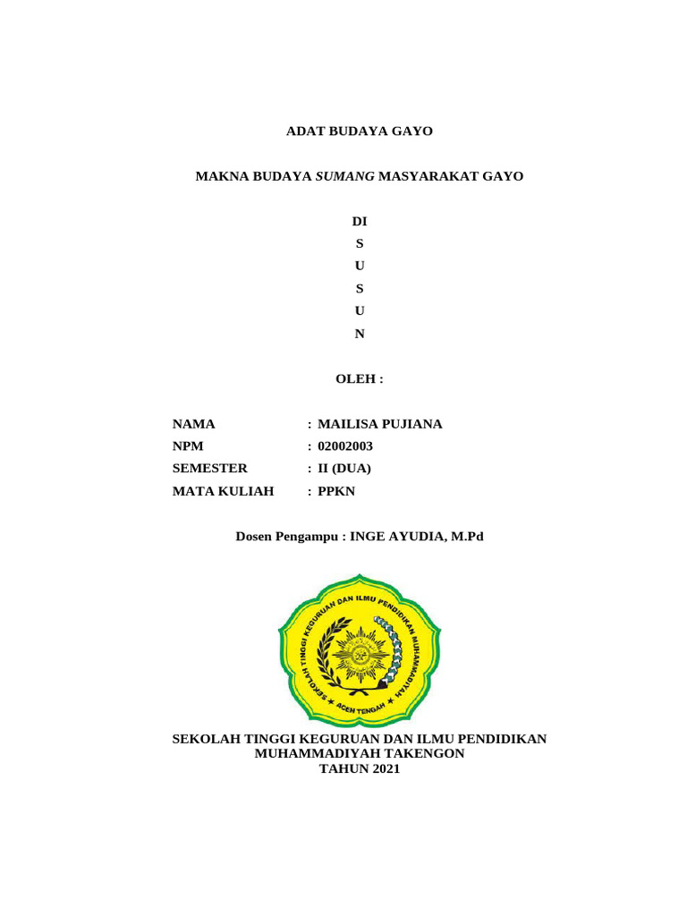 Makalah Adat Budaya Gayo 1 | PDF