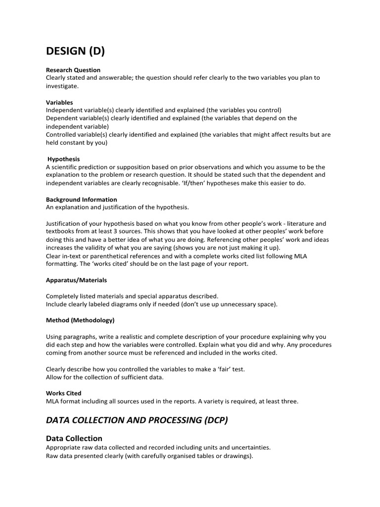 IB Lab Report Rubric | PDF | Hypothesis | Experiment IB Lab Report Rubric | PDF | Hypothesis | Experiment
