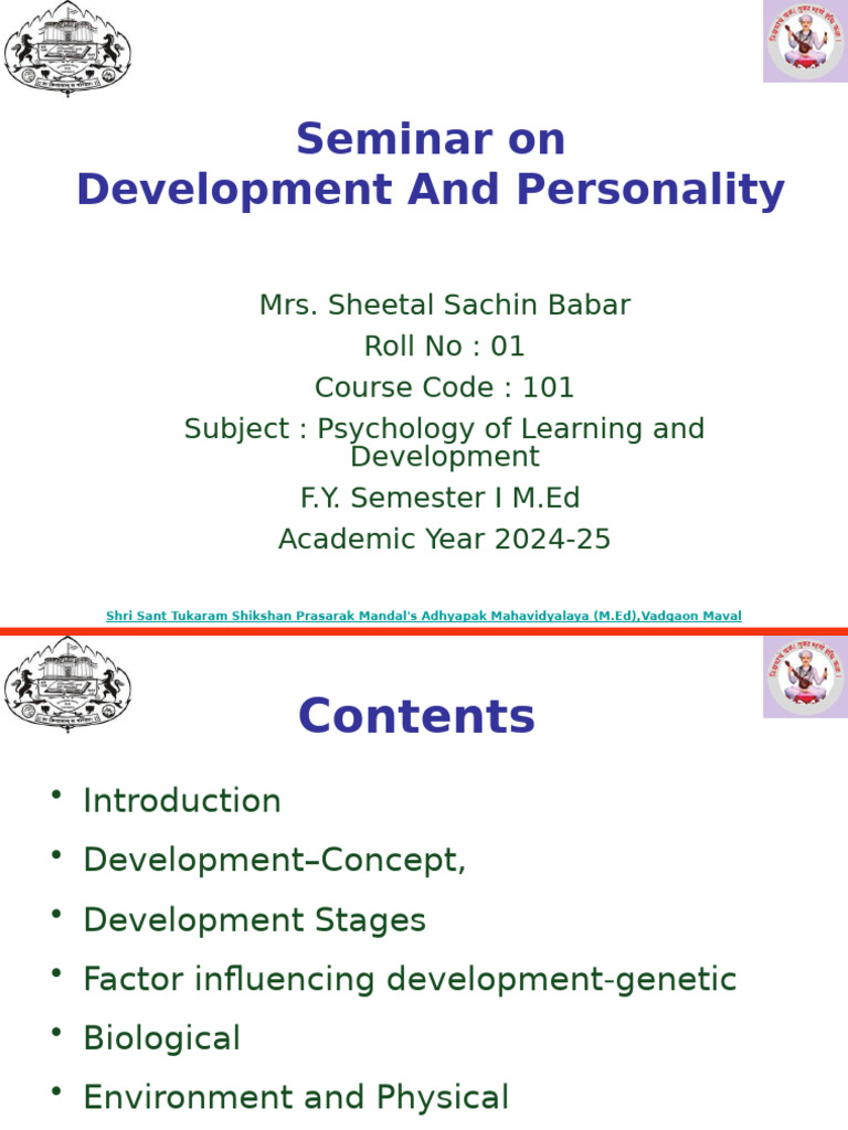 Seminar On Development and Personality | PDF | Genetics | Epigenetics