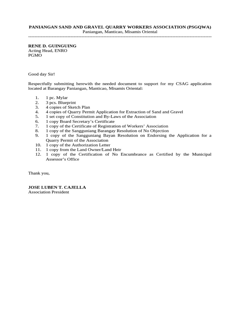 Quarry Requirements Submission (QUARRY) | PDF