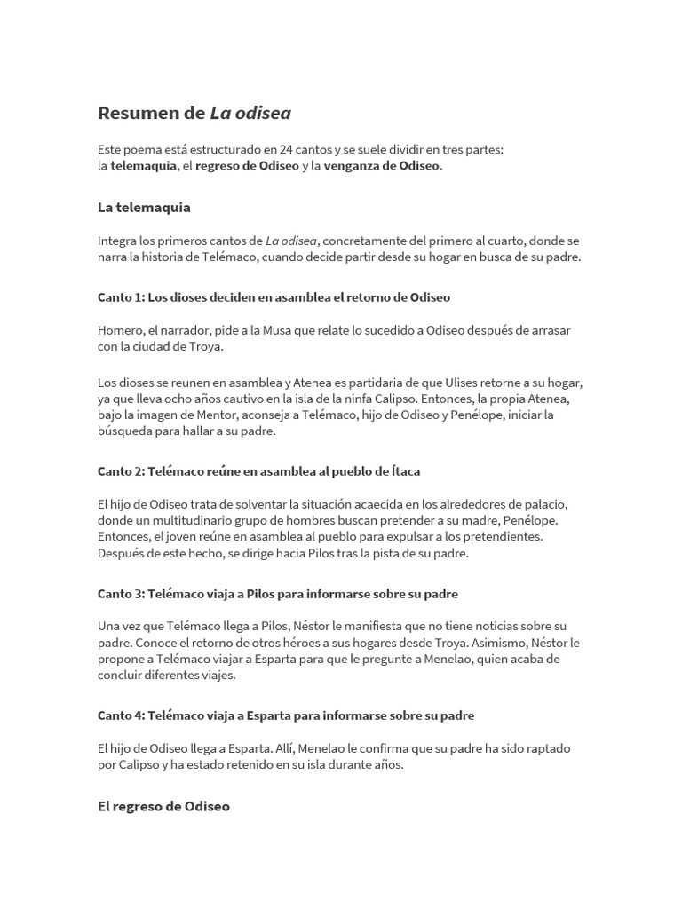 Resumen de | PDF | Odiseo | Odisea