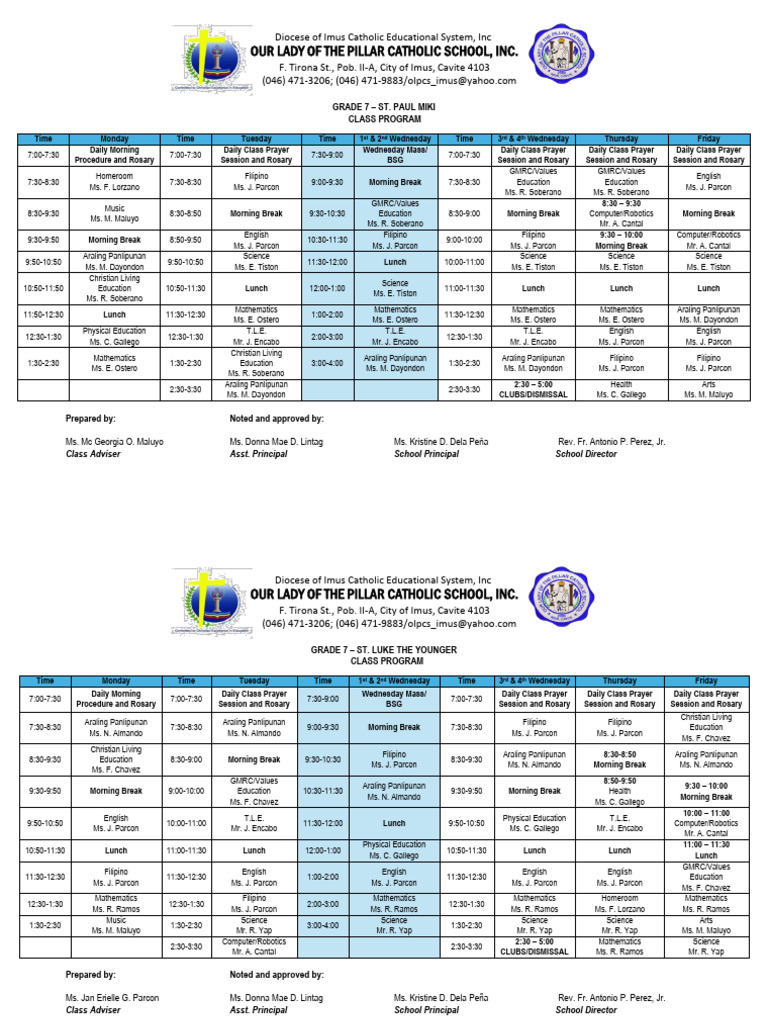 JHS Class Program 2024 2025 For Approval | PDF | Rosary | Catholic Church