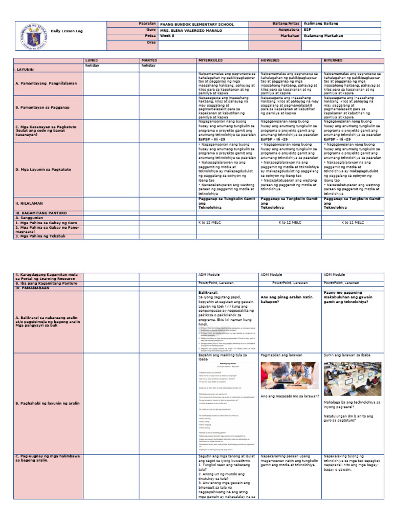DLL Week 8 Esp | PDF