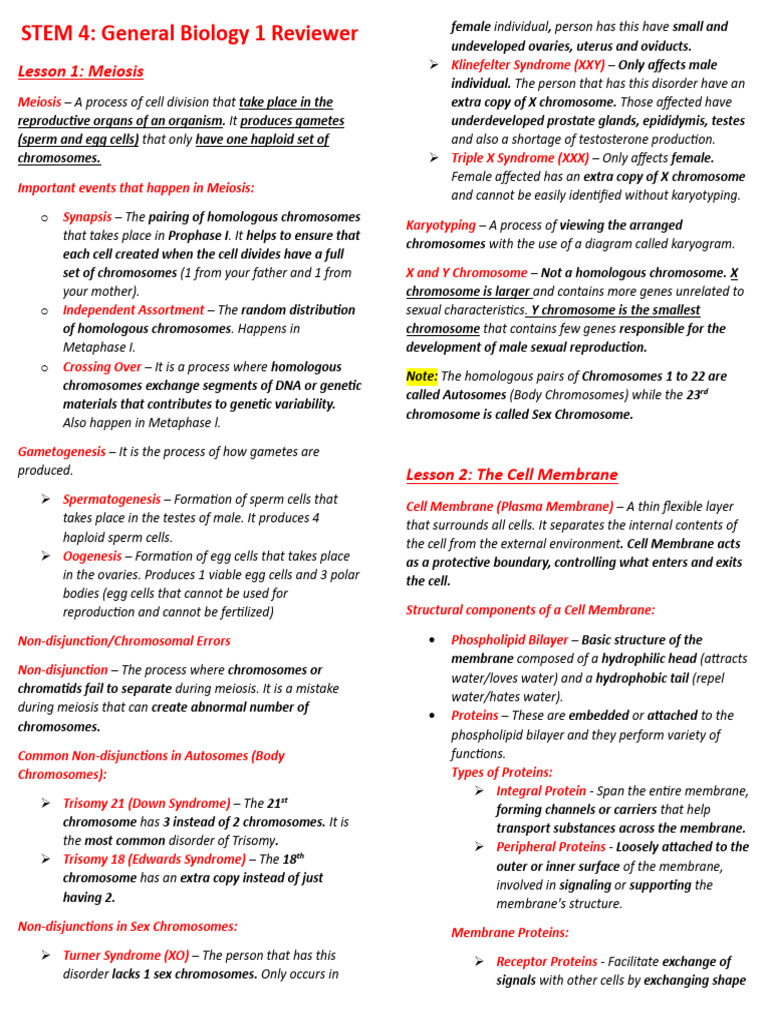 STEM 4 General Biology 1 - Reviewer For Final Exam | PDF | Cell ...