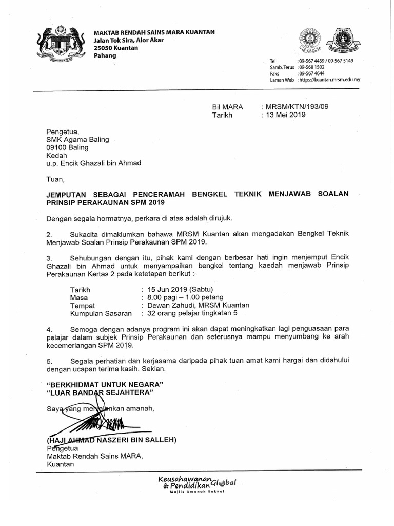 Surat Jemputan Penceramah Bengkel | PDF