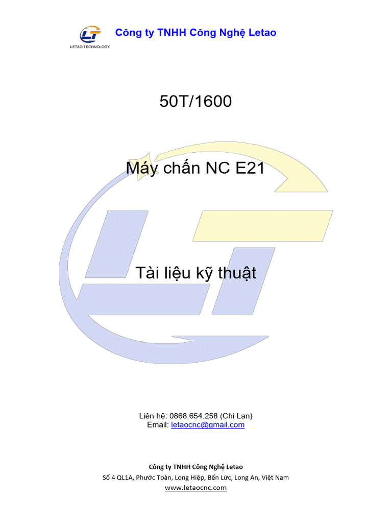 Thông Số Kỹ Thuật 50T1600 LETAO | PDF