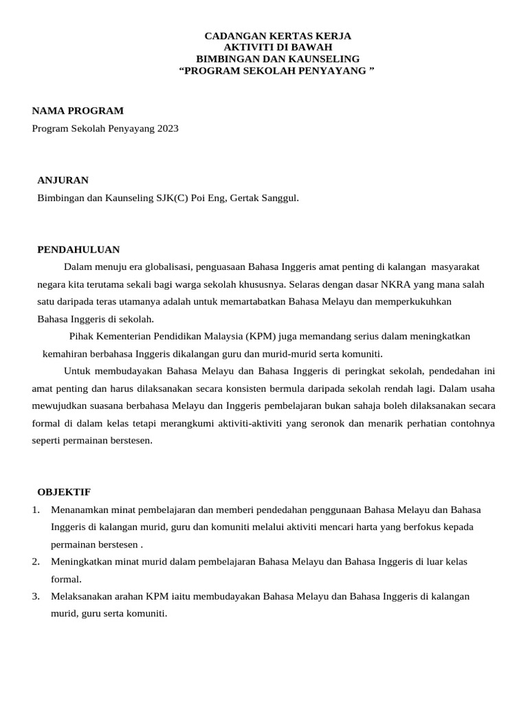 Program Sekolah Penyayang 2023 | PDF