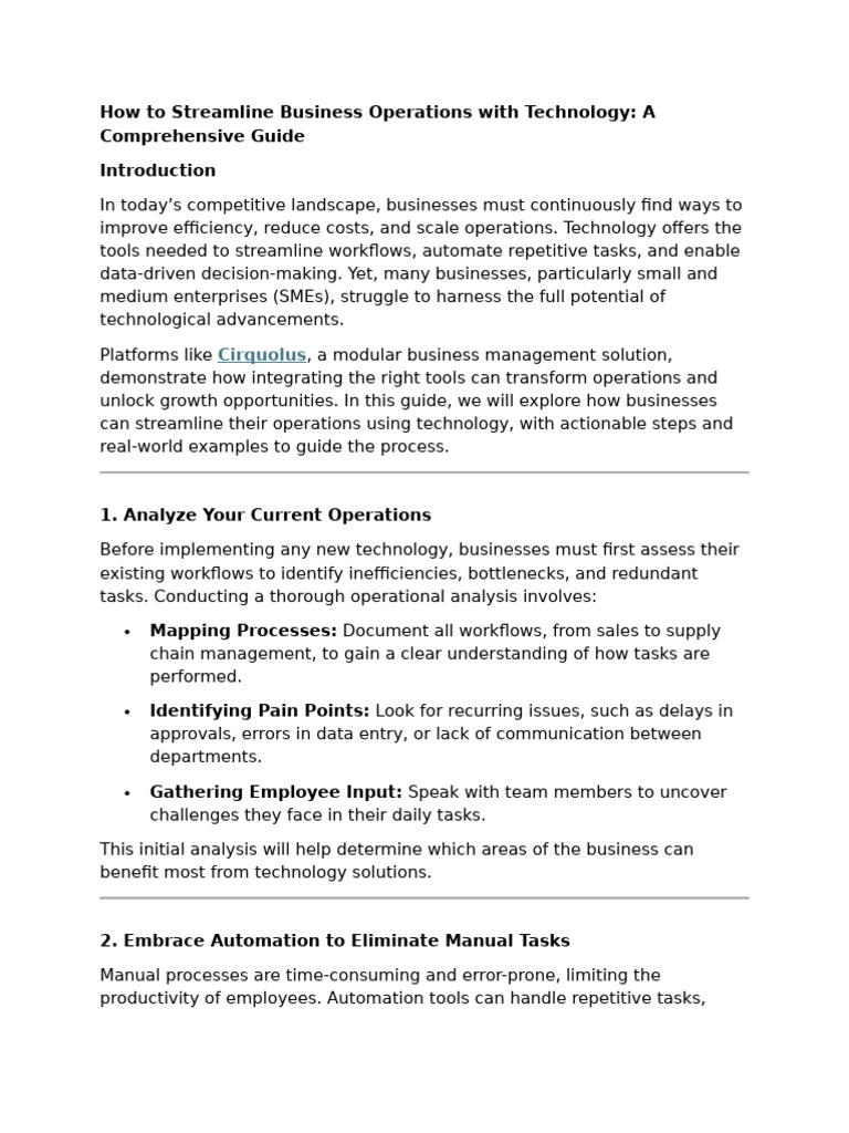 How To Streamline Business Operations With Technology - A Comprehensive ...