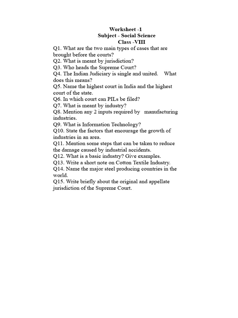 Worksheet 1 Sst | PDF