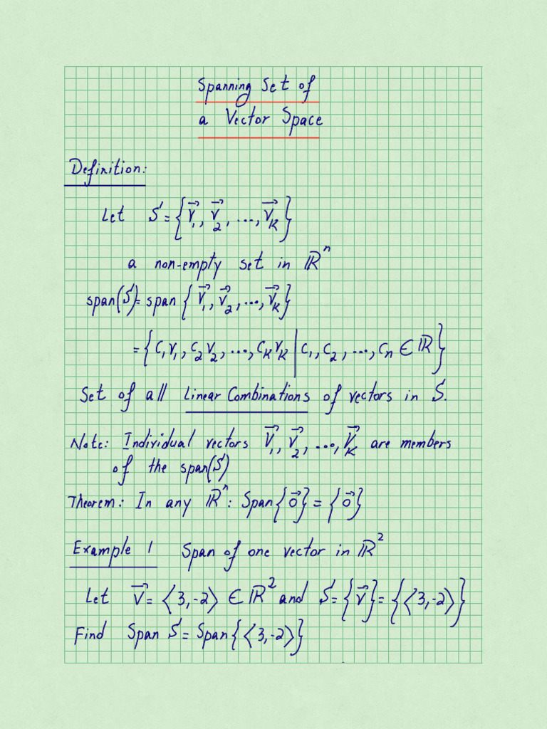 Spanning Set of A Vector Space-1 | PDF | Vector Space | Linear Algebra