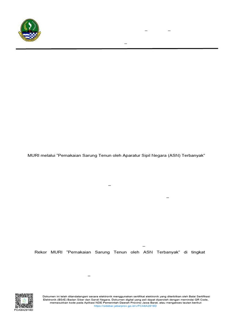 SE Himbauan Partisipasi Pemecahan Rekor Muri Pemakaian Sarung Tenun | PDF