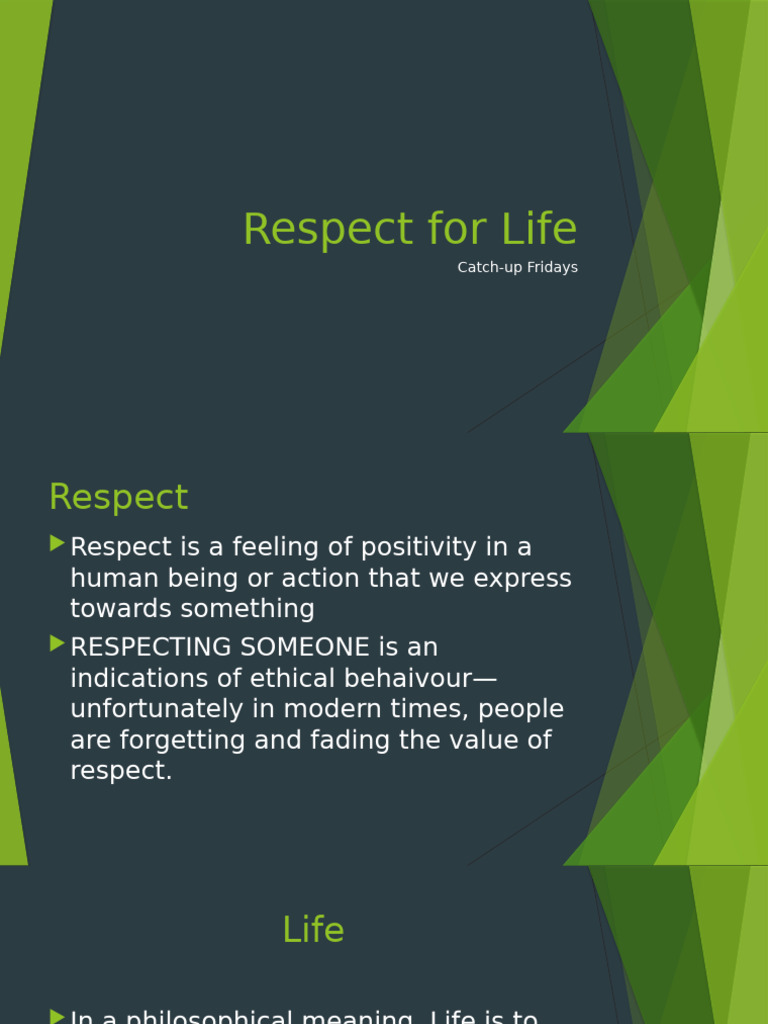 Respect for Life | PDF | Self Esteem | Applied Philosophy