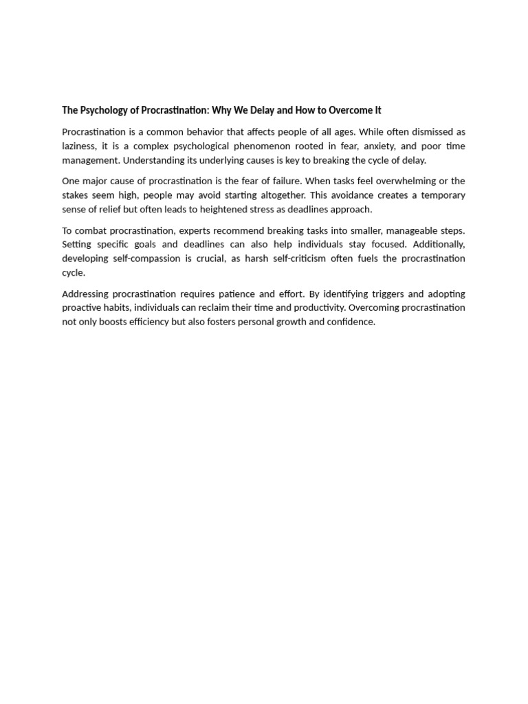 The Psychology of Procrastination | PDF