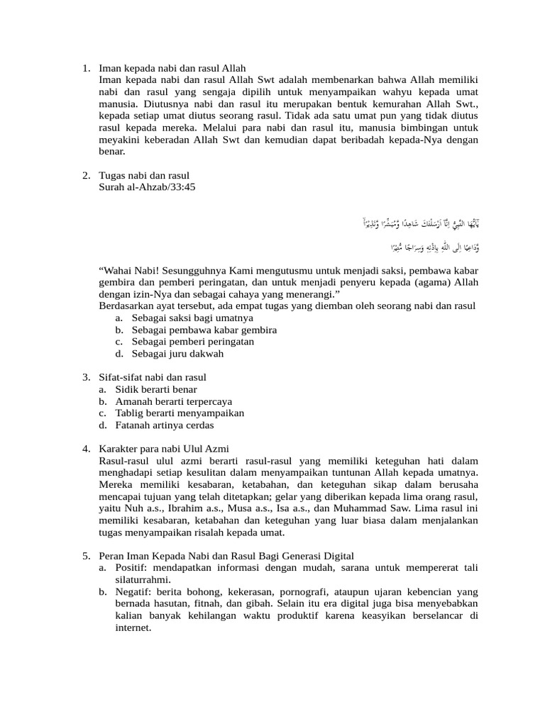 Iman Kepada Nabi Dan Rasul Allah | PDF | Agama & Spiritualitas