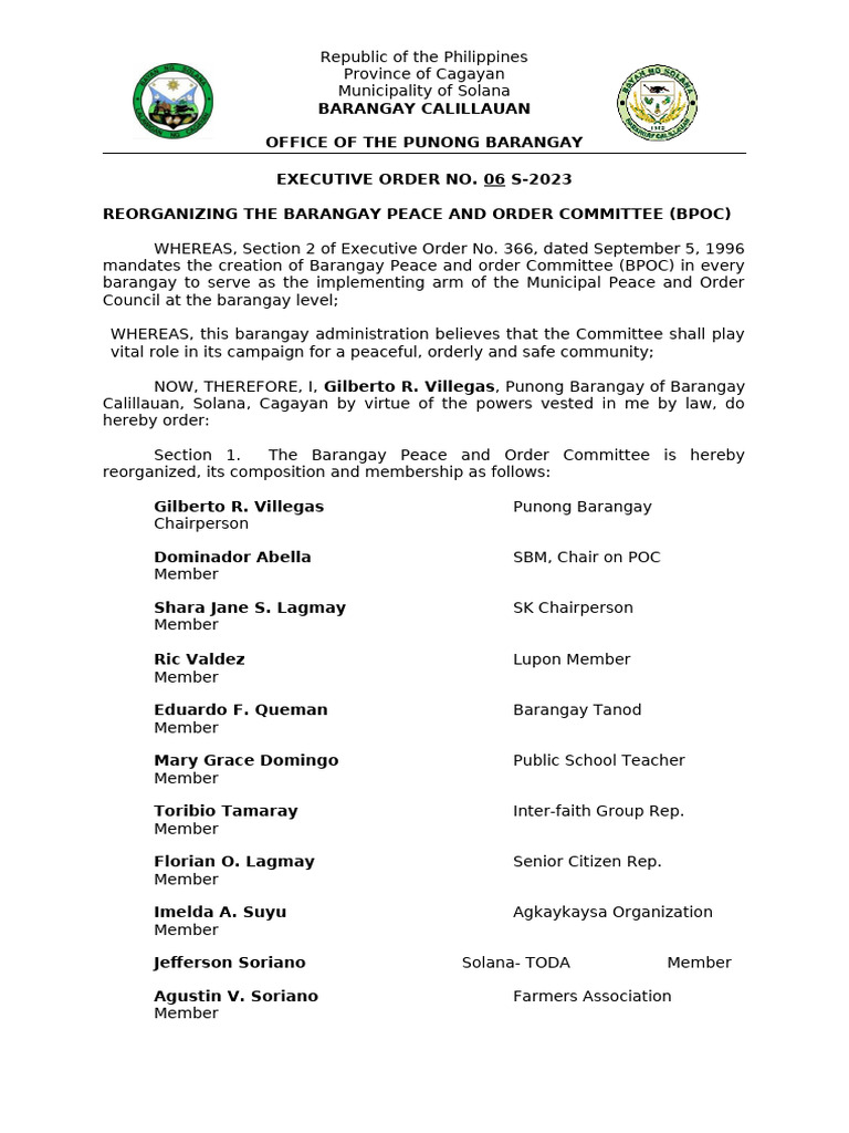 Executive Order BBIs 2018 | PDF | Peace