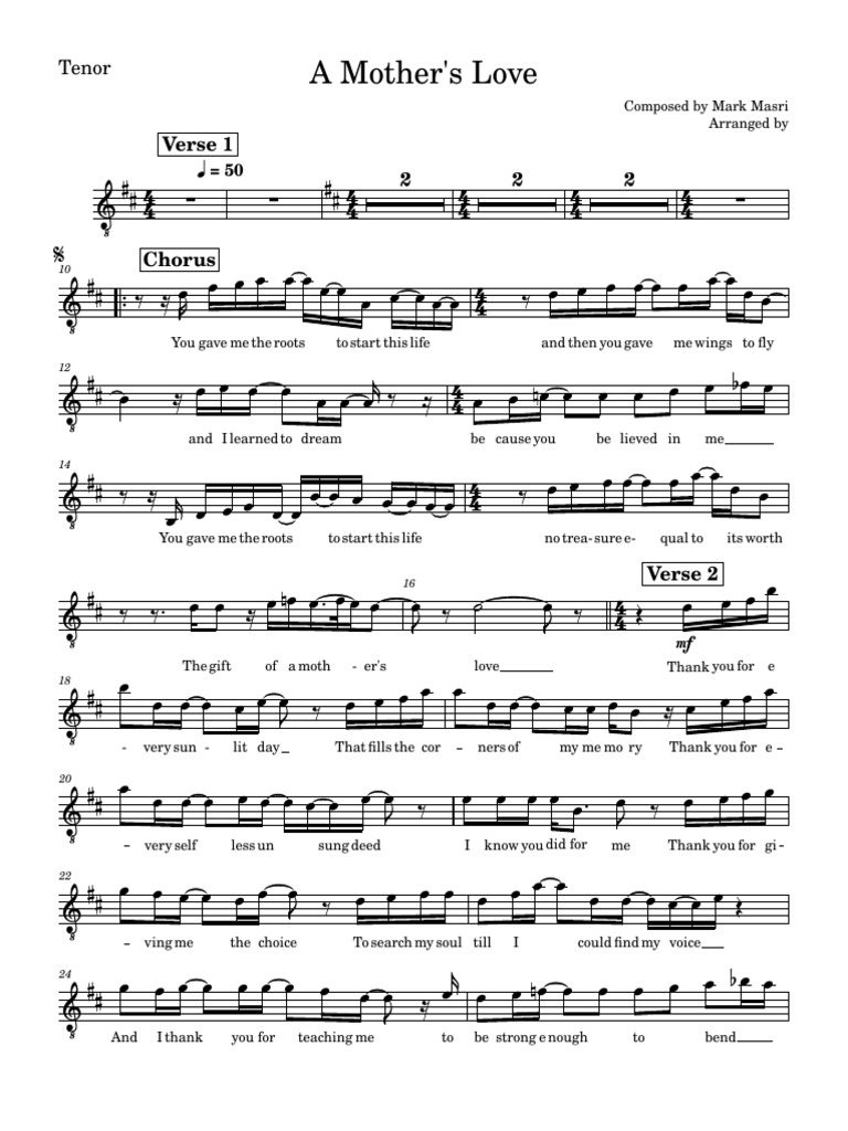 A Mother's Love-Tenor | PDF A Mother's Love-Tenor | PDF