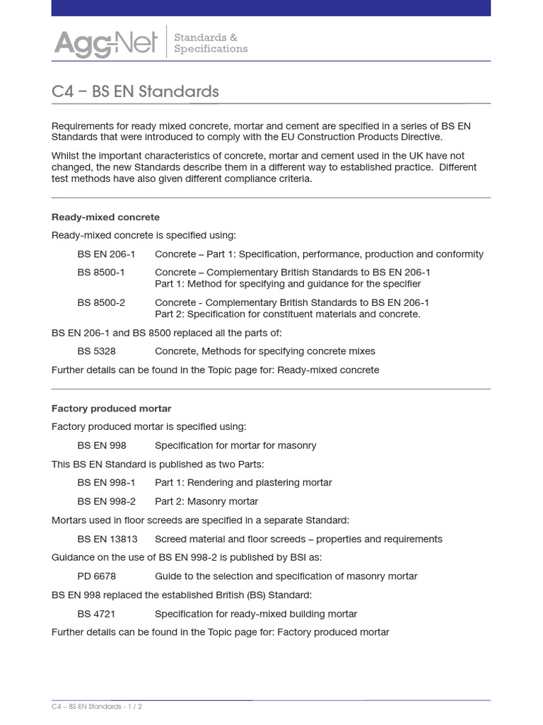 Bs en Standards | PDF | Mortar (Masonry) | Concrete