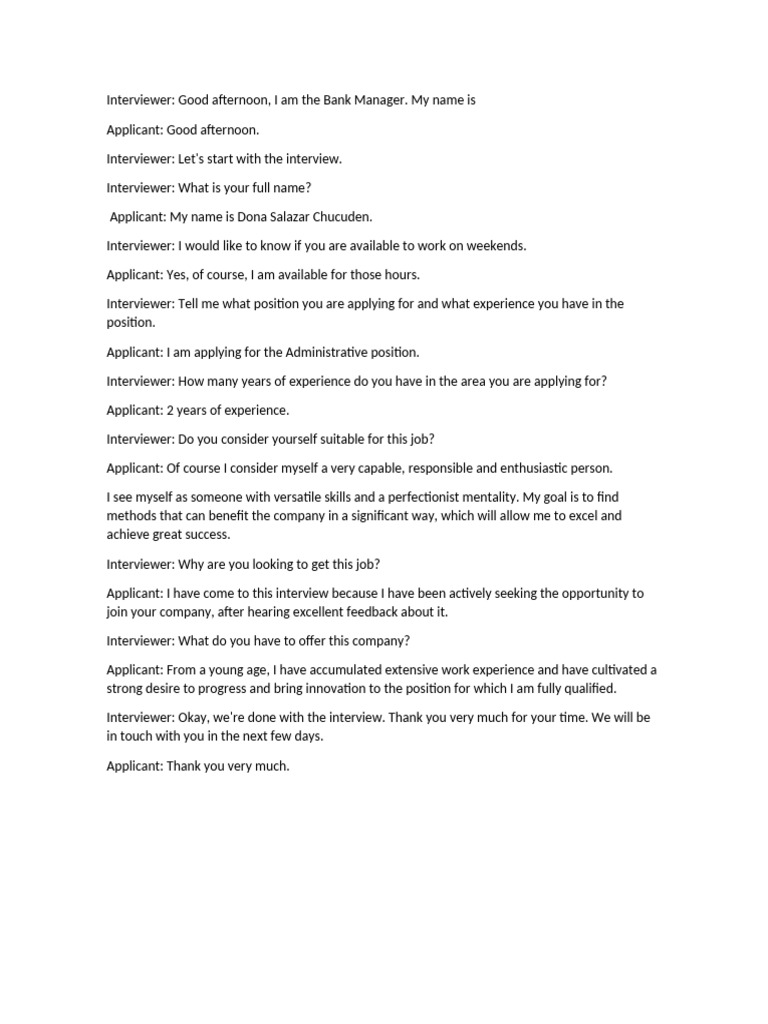 Administrative Job Interview Transcript | PDF
