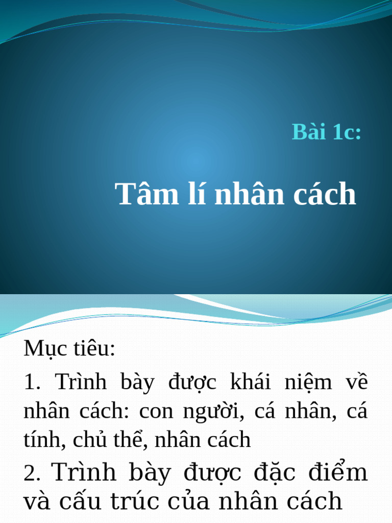 Bài 1c - Tâm Lí Nhân Cách | PDF