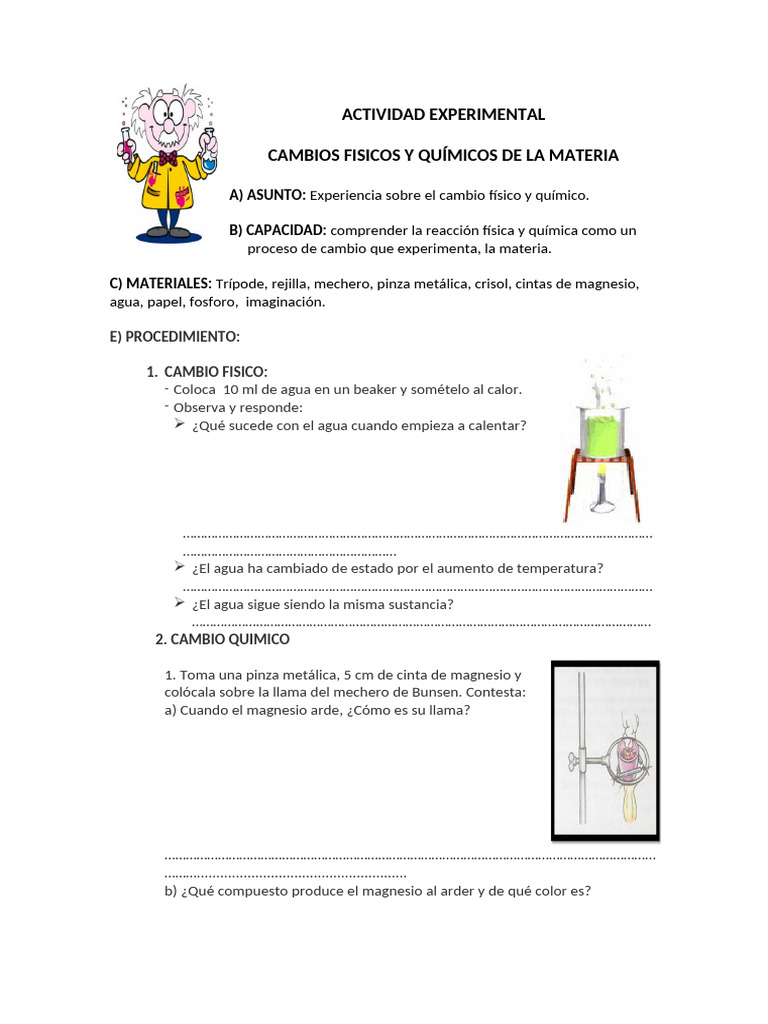 Cambios Físicos y Químicos de La Materia | PDF