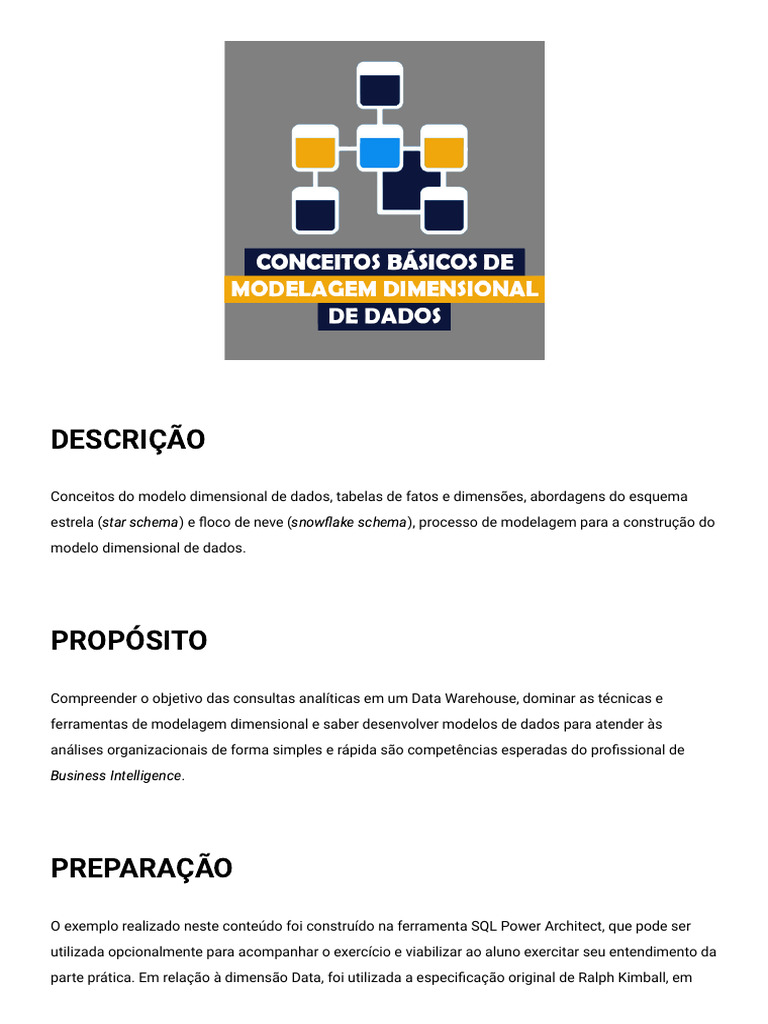 Modelagem Dimensional para BI | PDF | Armazém de dados | Tabela (banco ...