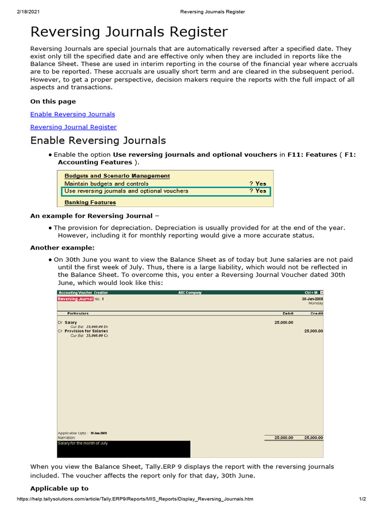 Reversing Journals Register | PDF | Balance Sheet | Financial Services