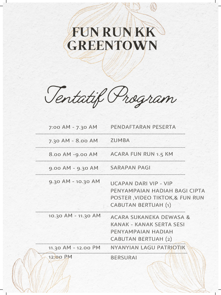Gold Gray Paper Classy Floral Illustration Wedding Program | PDF