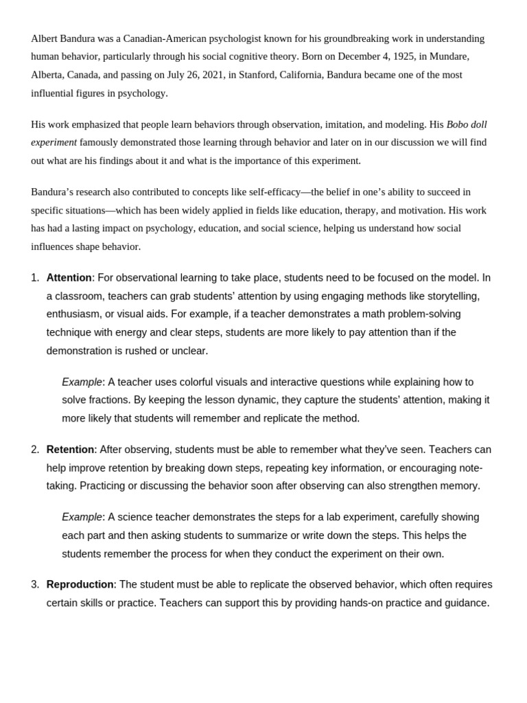 Albert Bandura | PDF | Behavior Modification | Cognitive Science