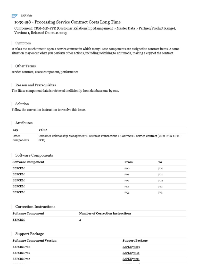 Processing Service Contract Costs Long Time: Symptom | PDF