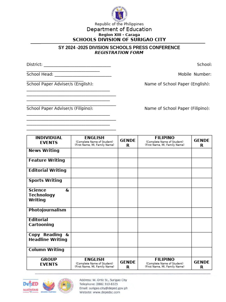 SY 2024-2025 Press Conference Registration | PDF | Mass Media | Publishing
