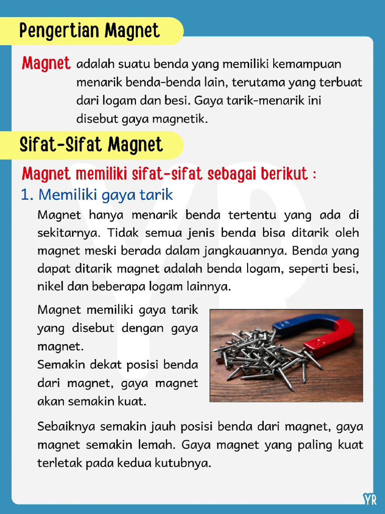 Rangkuman Materi Kelas 5 IPAS Bab 3 Magnet | PDF
