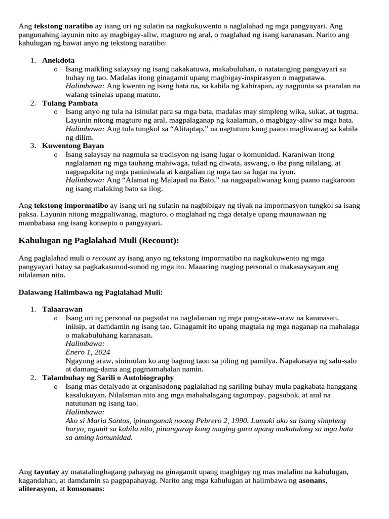 Notes Filipino | PDF