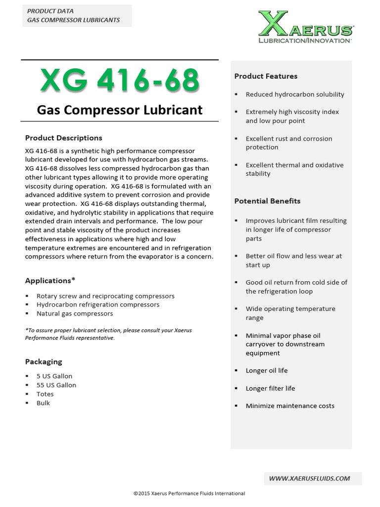 Xaerus Pds XG 416-68 | PDF | Lubricant | Viscosity