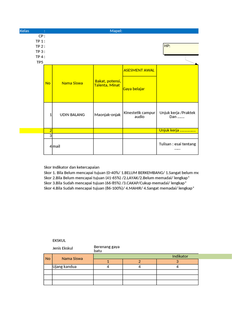 Format Nilai Kur. Merdeka 23 | PDF