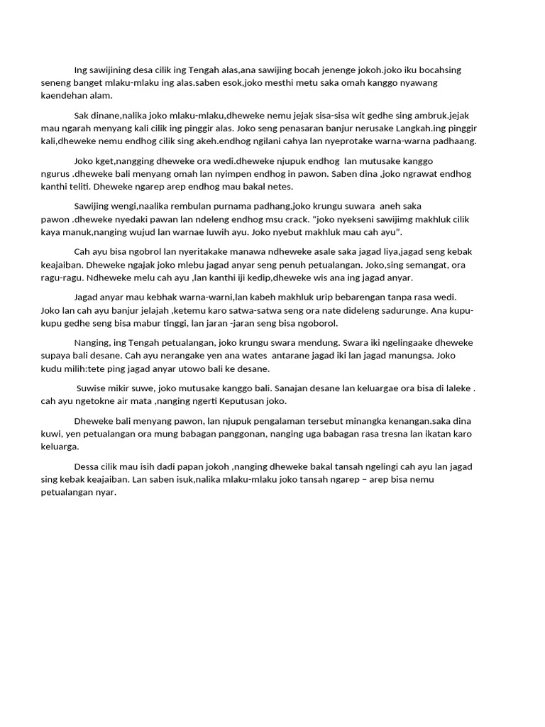 Ing Sawijining Desa Cilik Ing Tengah Alas | PDF