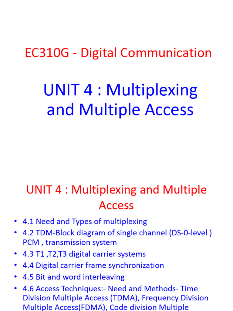 4) Dcomm - Unit 4 MultipleAccess - 16 - 10 - 23 | PDF | Channel Access Method | Multiplexing