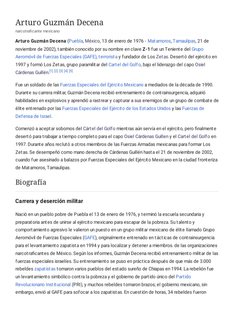 Arturo Guzmán Decena | PDF | Conflicto violento | Guerra Mexicana contra las Drogas