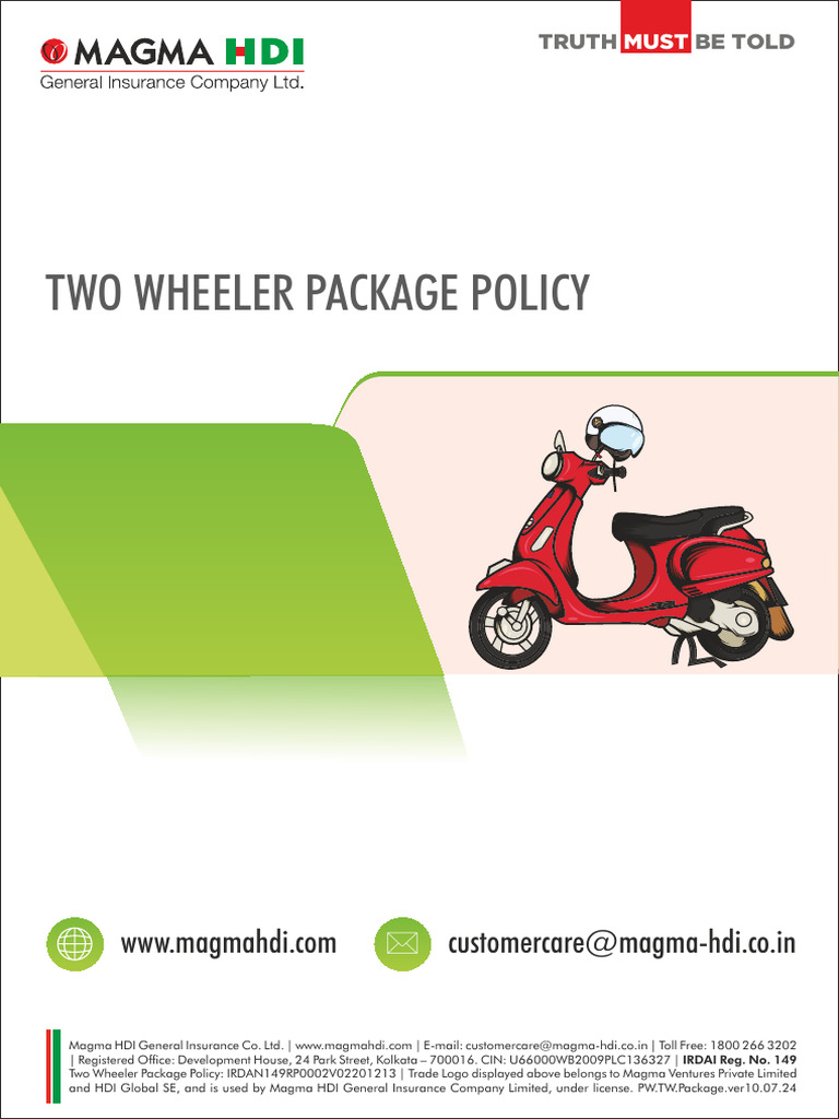 Two Wheeler Insurance Package Policy | PDF | Indemnity | Insurance