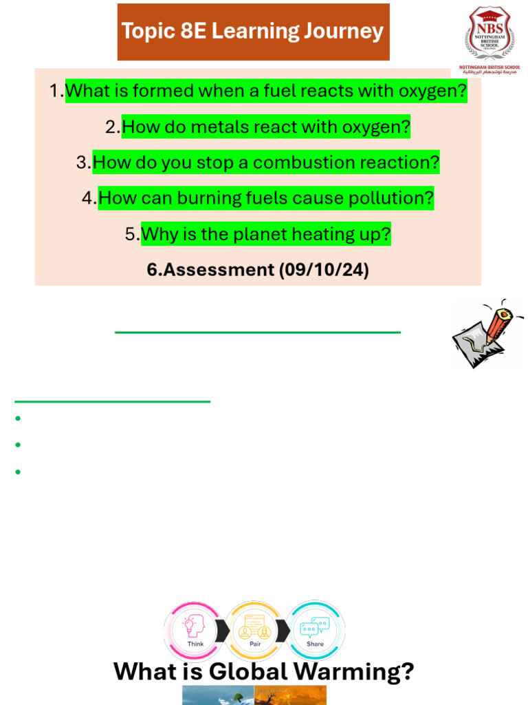 Topic 8E (Combustion) - Lesson 5 | PDF | Greenhouse Effect | Climate Change